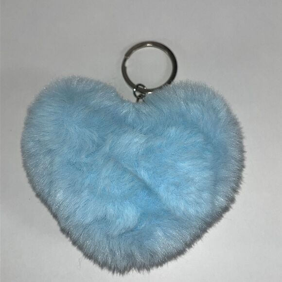 Unbranded | Toys | Fluffy Faux Blue Fur Heart Shaped Key Chain | Poshmark